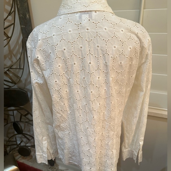 Talbots | Tops | Talbots White Eyelet Long Sleeve Blouse Nwot Size 8 | Poshmark